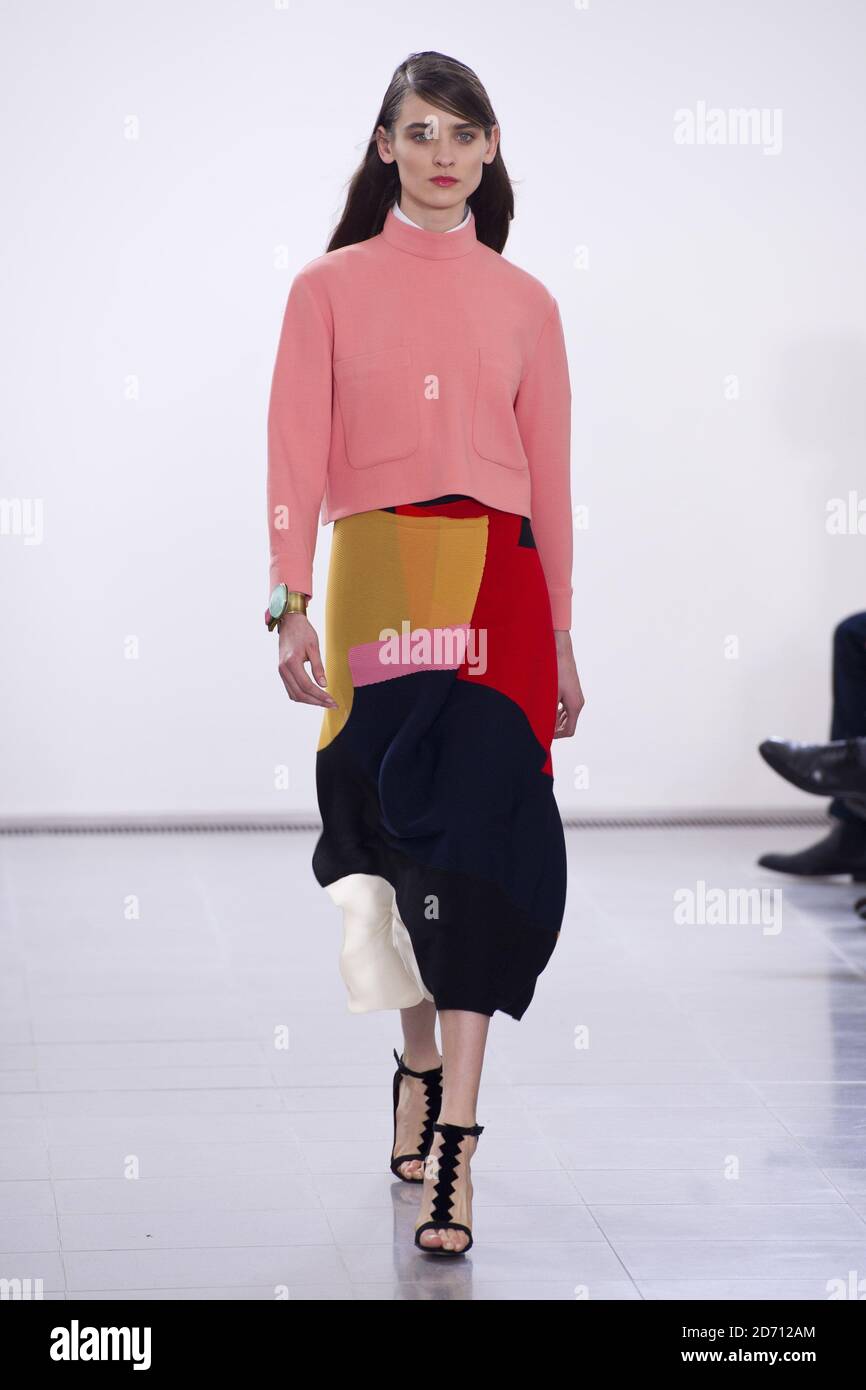 A model on the catwalk at the Issa fashion show, held at the Serpentine ...