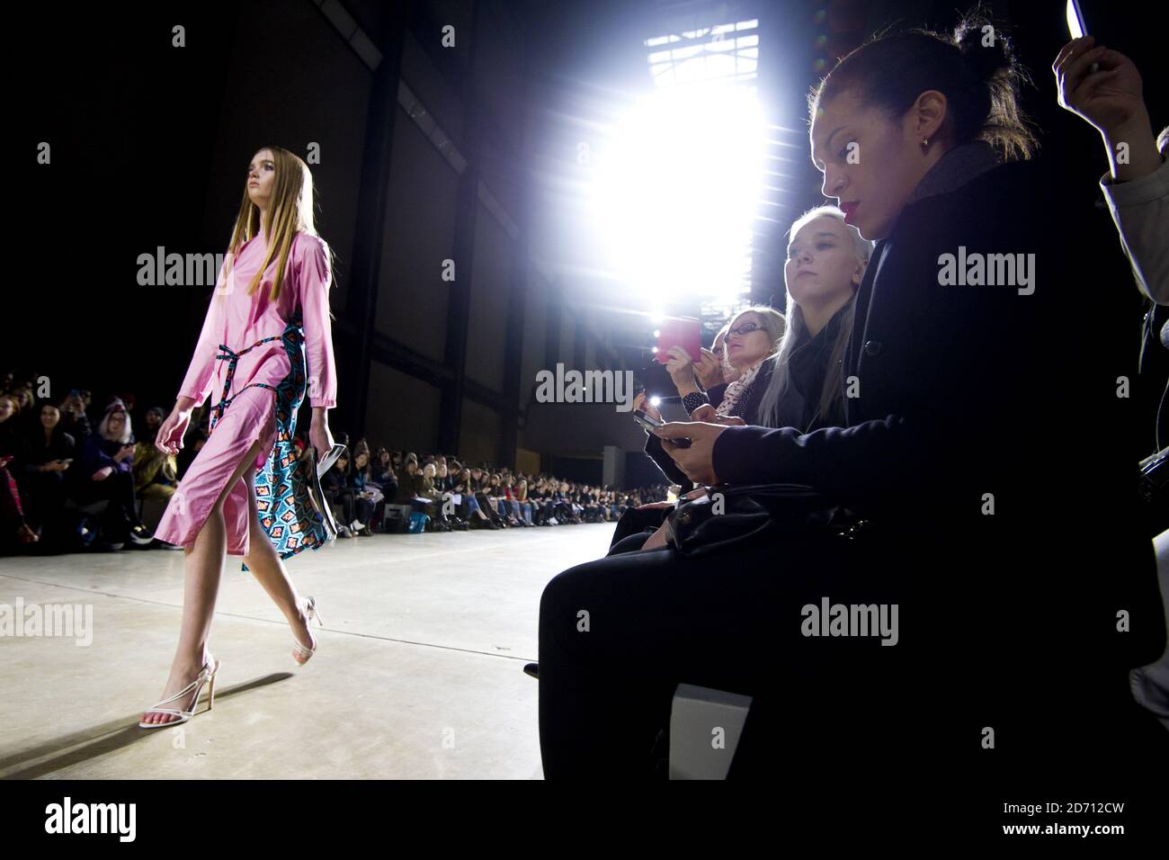 A model on the catwalk at the Fashion East fashion show, held at the ...