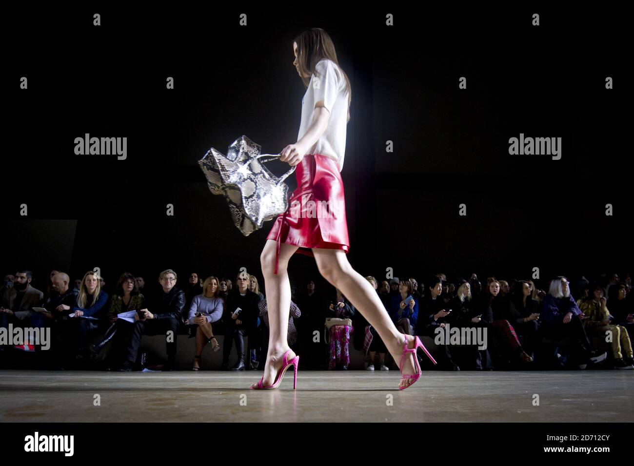 A model on the catwalk at the Fashion East fashion show, held at the ...