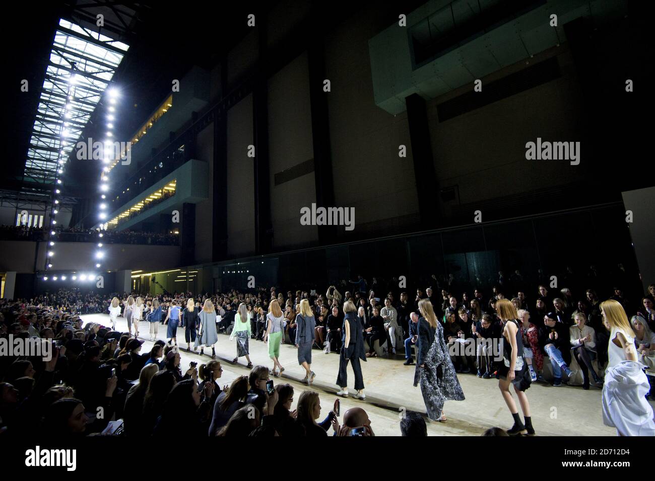 A model on the catwalk at the Fashion East fashion show, held at the ...
