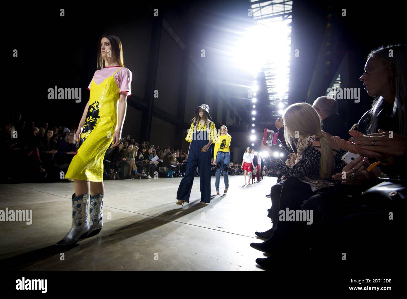 A model on the catwalk at the Fashion East fashion show, held at the ...