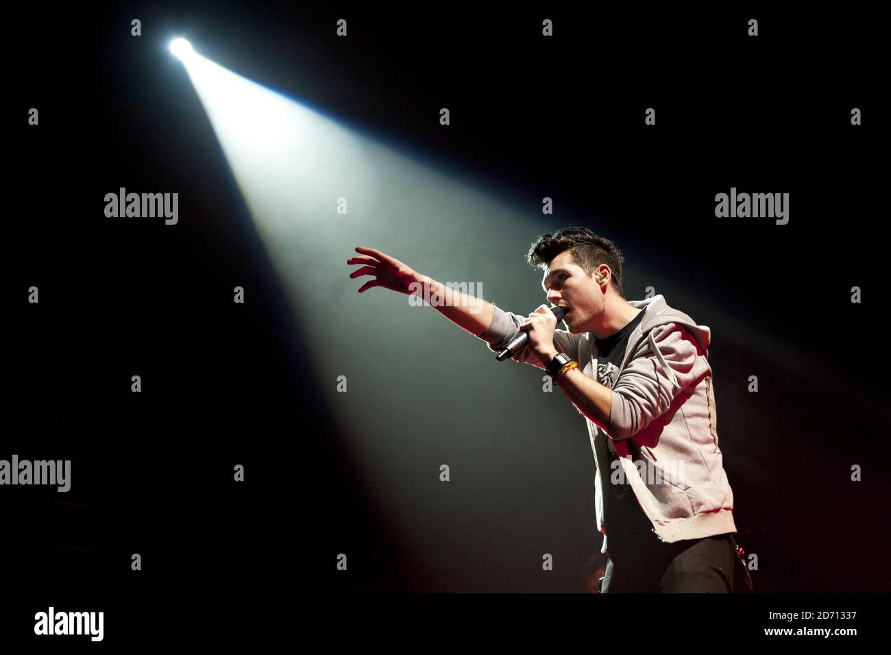 Dan Smith of Bastille performing at the Alexandra Palace in north ...