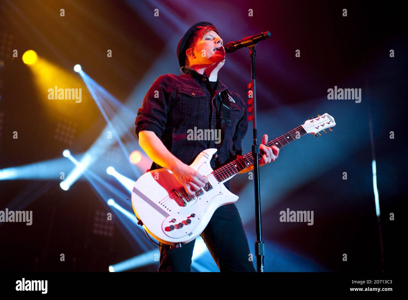 Patrick Stump of Fall Out Boy performing at Wembley Arena in north ...