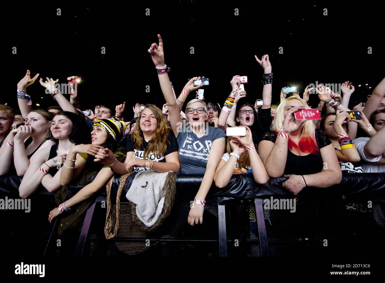 Fans enjoy the Fall Out Boy performance at Wembley Arena in north ...