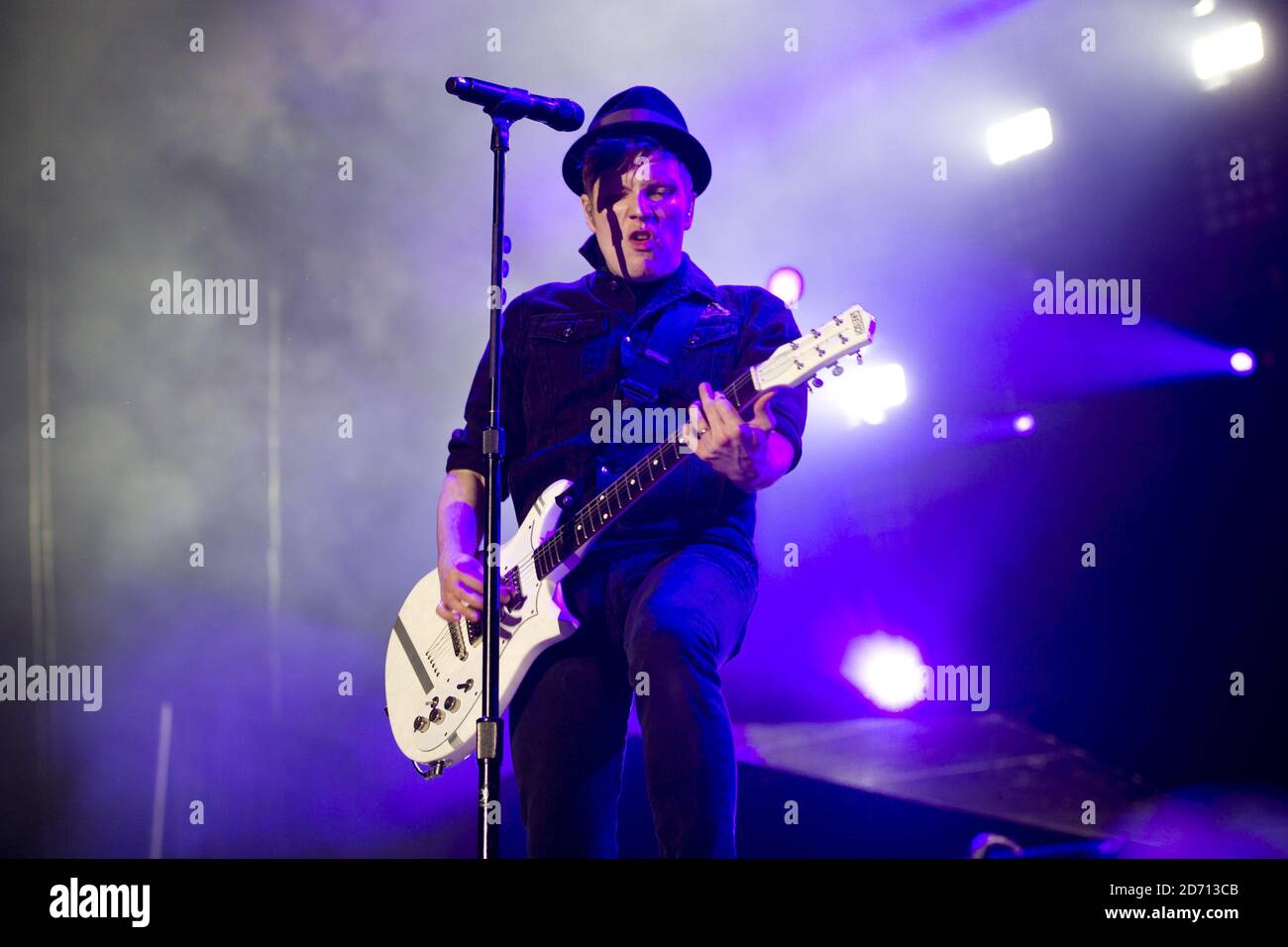 Patrick Stump of Fall Out Boy performing at Wembley Arena in north ...