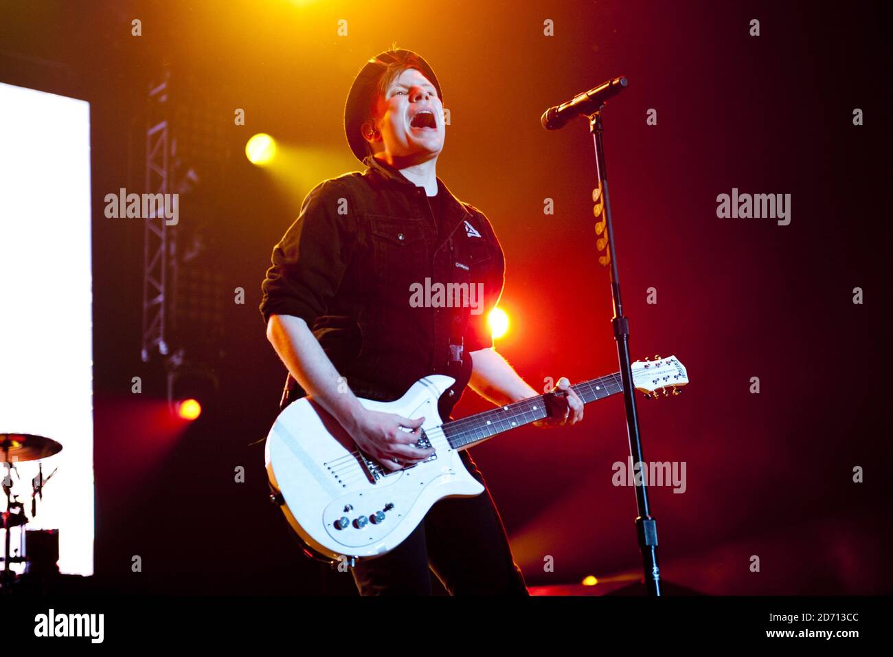 Patrick Stump of Fall Out Boy performing at Wembley Arena in north ...