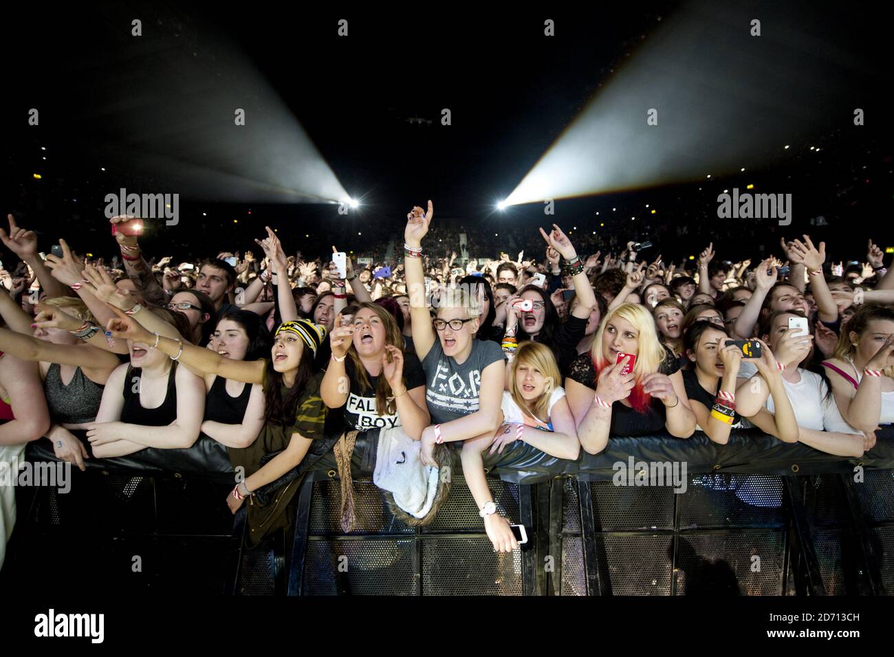 Fans enjoy the Fall Out Boy performance at Wembley Arena in north ...