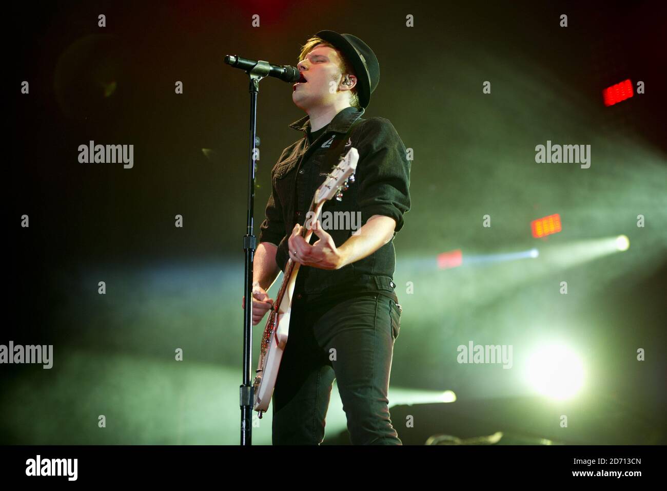 Patrick Stump of Fall Out Boy performing at Wembley Arena in north ...