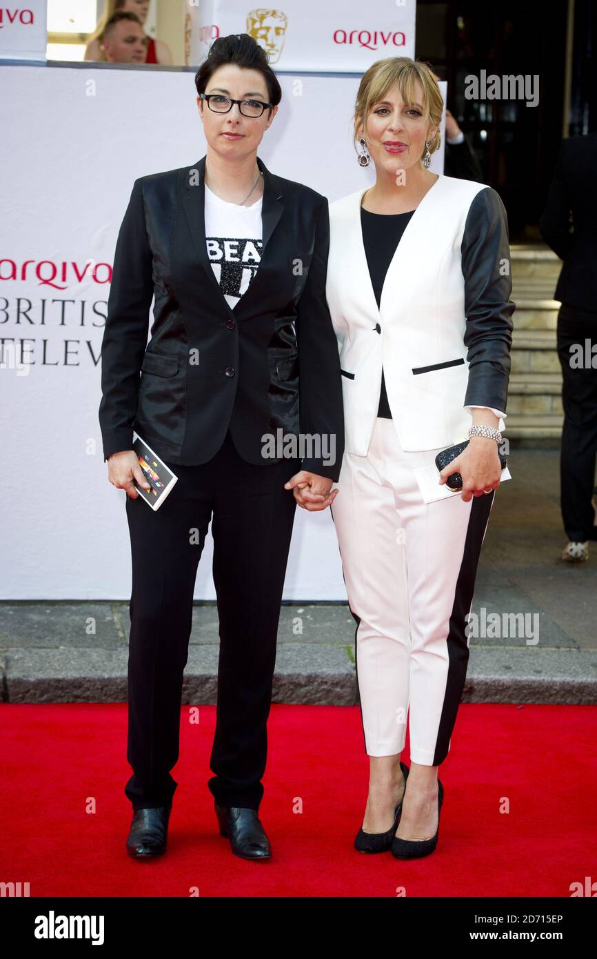 Sue Perkins and Mel Giedroyc arriving at the 2014 Arqiva British ...