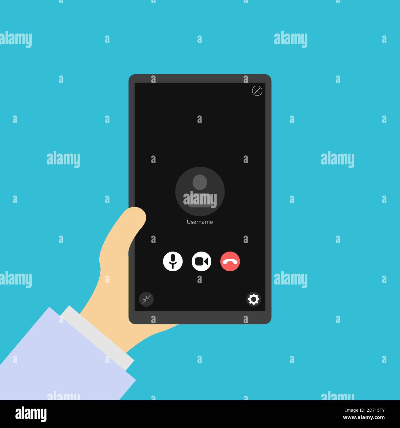 Phone in hand, video call. Video conversation icon. Video conference ...