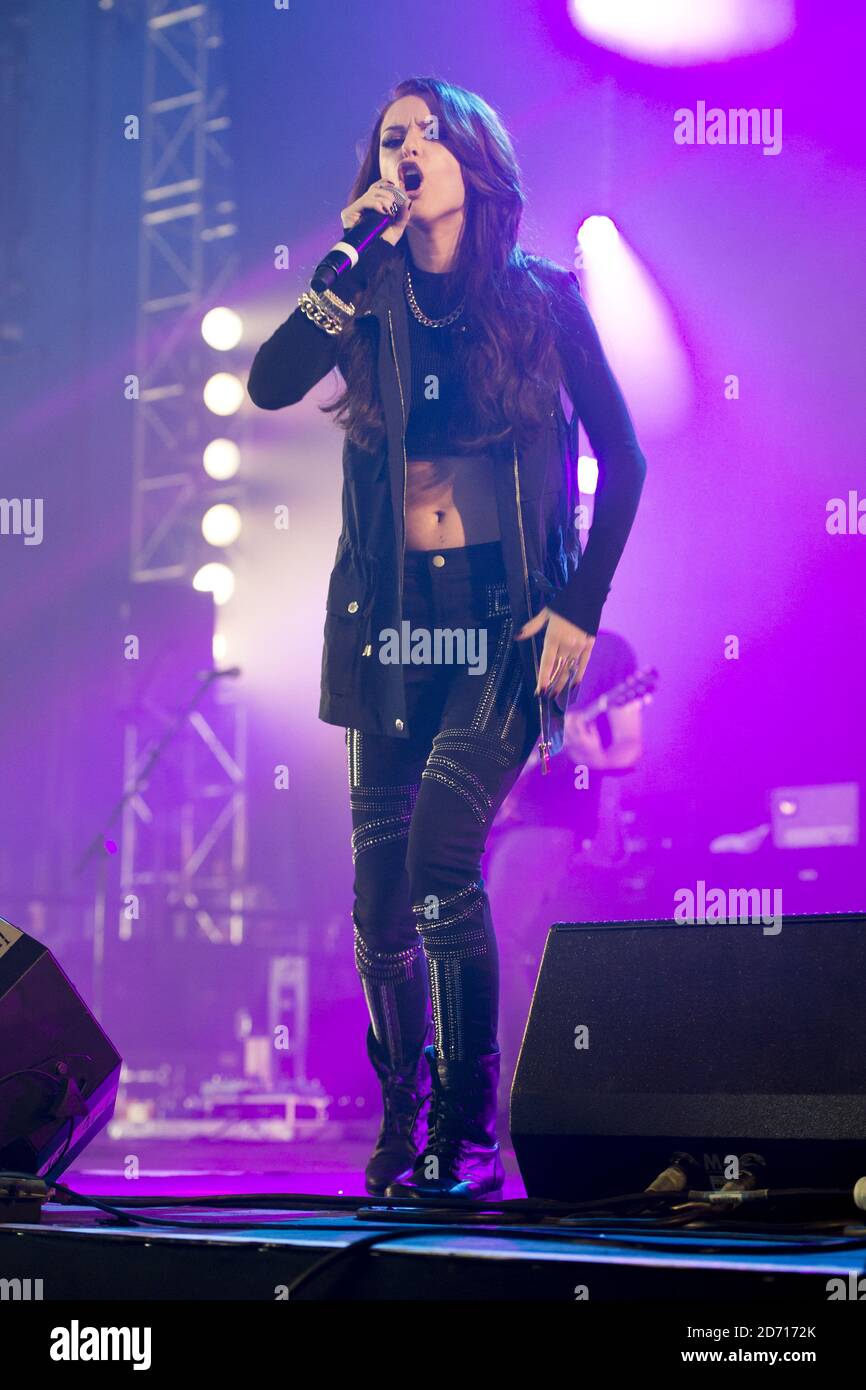 Cher Lloyd performing at the Isle of Wight Festival, at Newport on the ...