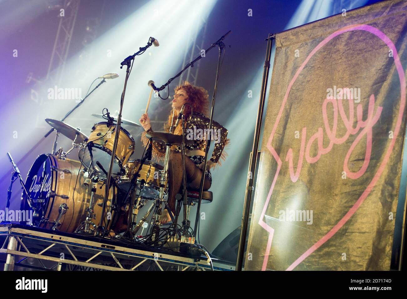 Julie Edwards of Deap Vally performing at the Isle of Wight Festival ...