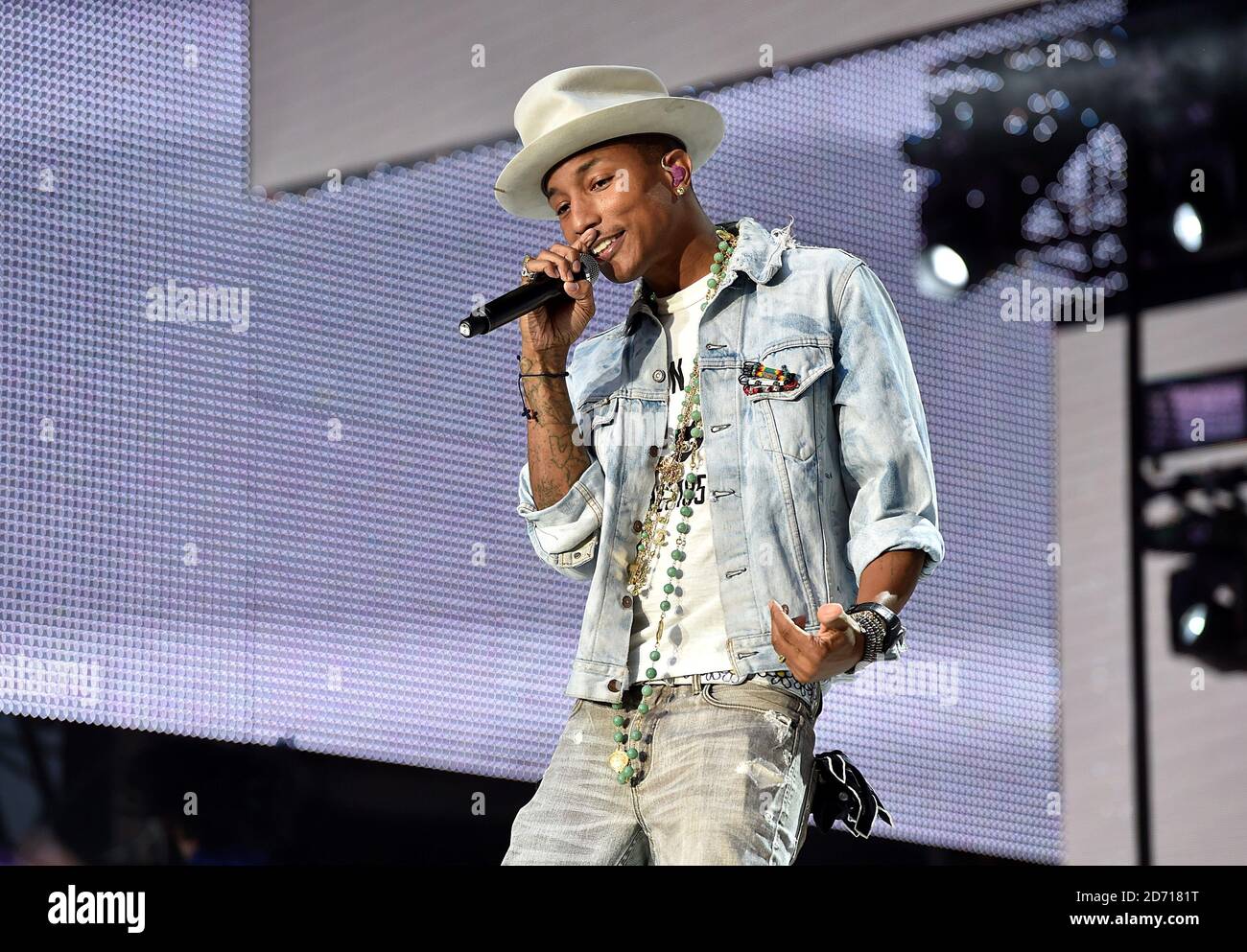 Pharrell Williams performs during Capital FM's Summertime Ball at ...
