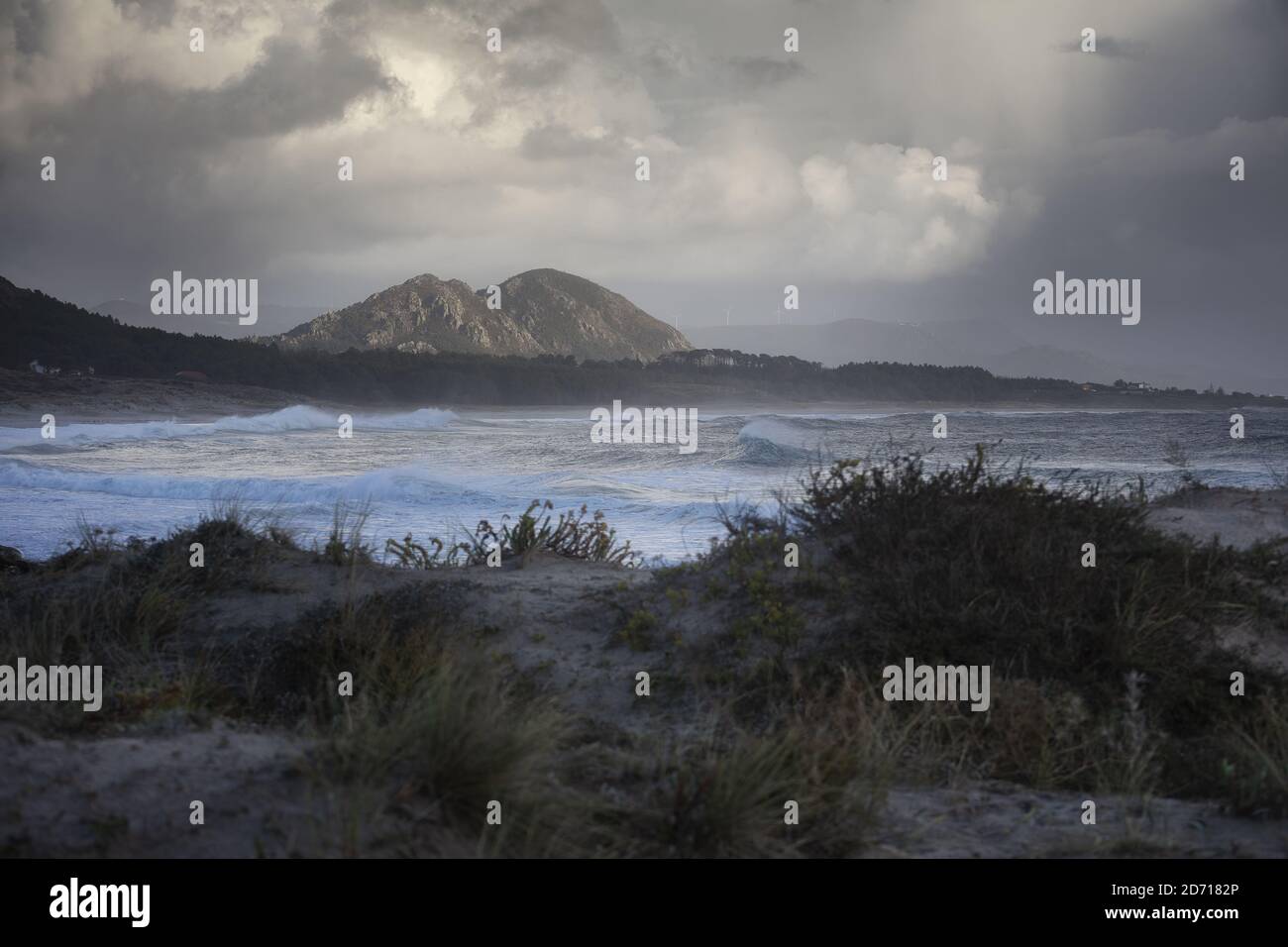 Beautiful shot of Louro Peak, the coast of Galicia, Spain Stock Photo ...