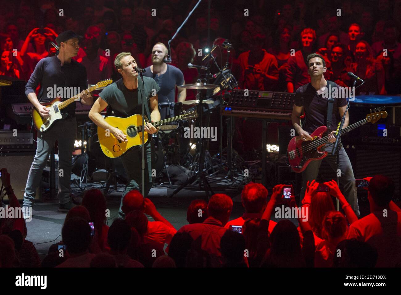 Coldplay performing at the Royal Albert Hall in west London Stock Photo ...