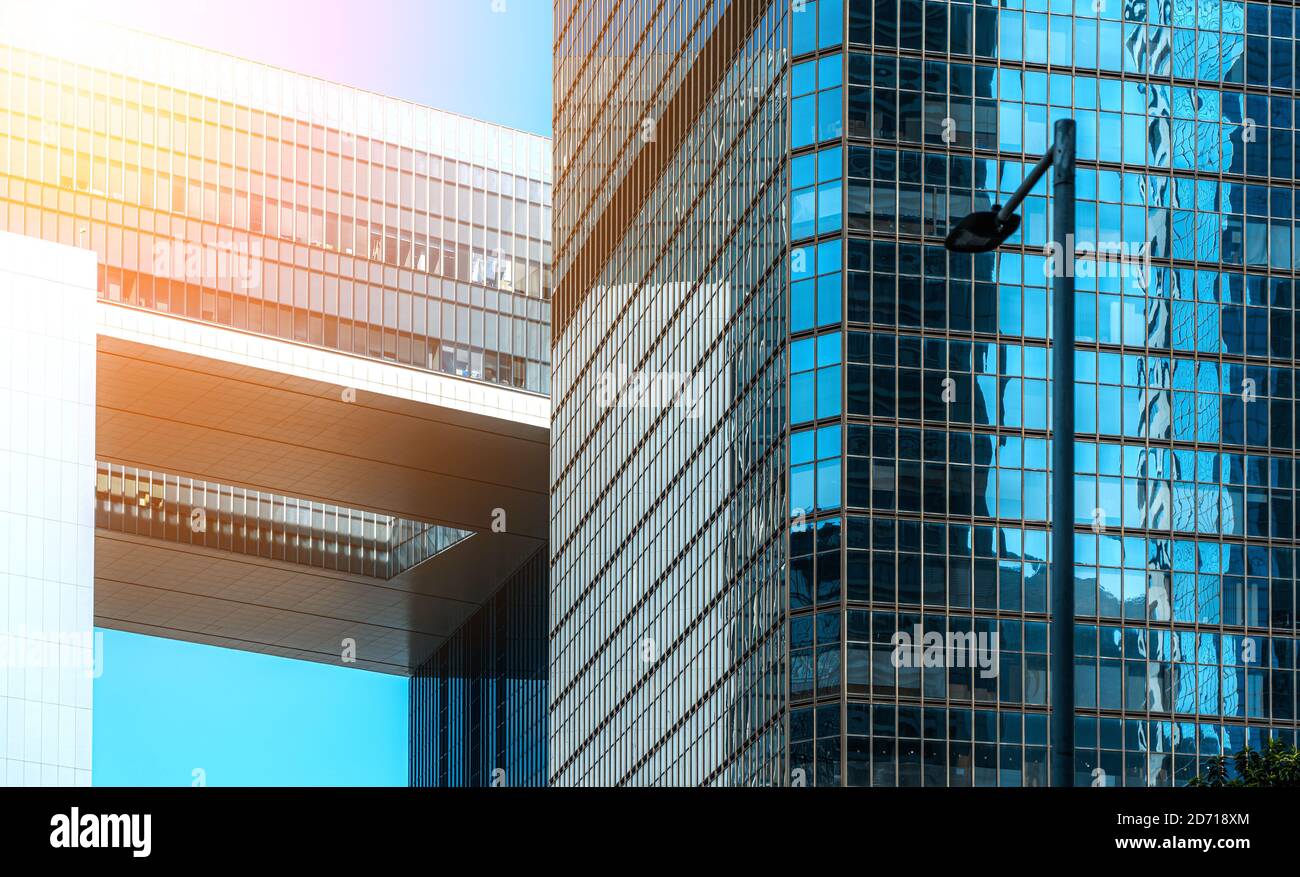 Modern Hong Kong Architecture; Hong Kong Business Building Close up ...