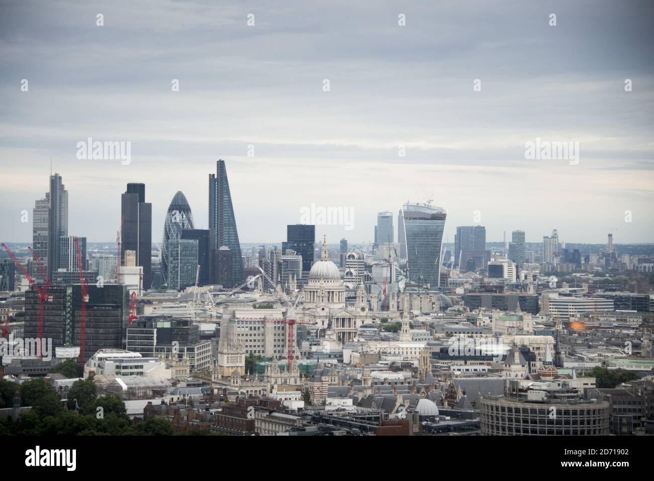 General view of the London skyline, including the Gherkin, St Paul's ...