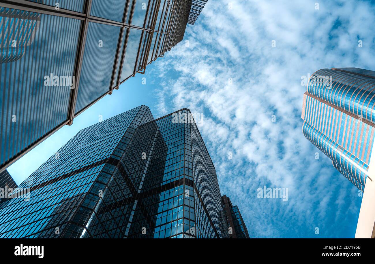 Modern Hong Kong Architecture; Hong Kong Business Building Close up ...