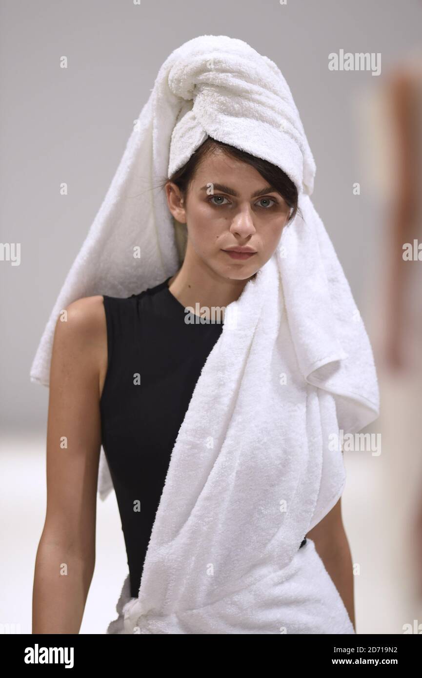 A model on the catwalk at the Swedish School of Textiles fashion show ...