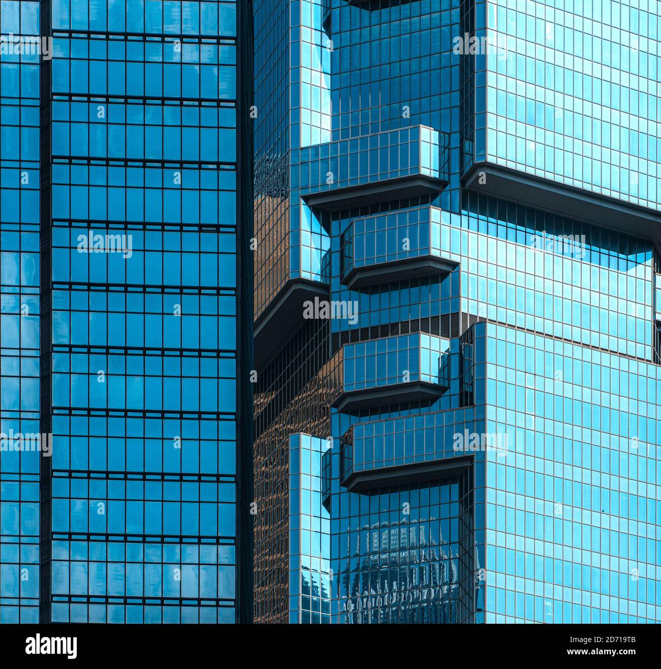 Modern Hong Kong Architecture; Hong Kong Business Building Close up ...