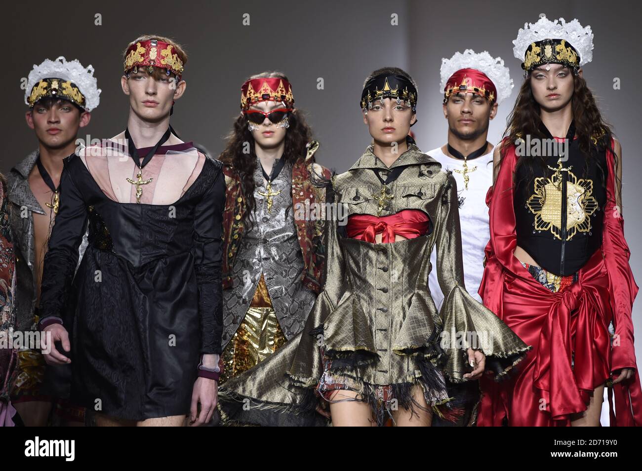 A model wears a design by Ed Marler during the Fashion East show, held ...