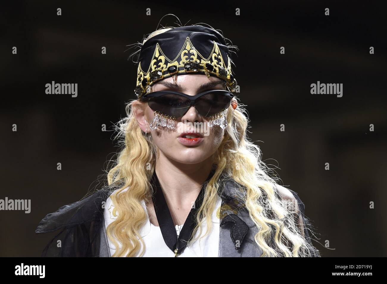 A model wears a design by Ed Marler during the Fashion East show, held ...