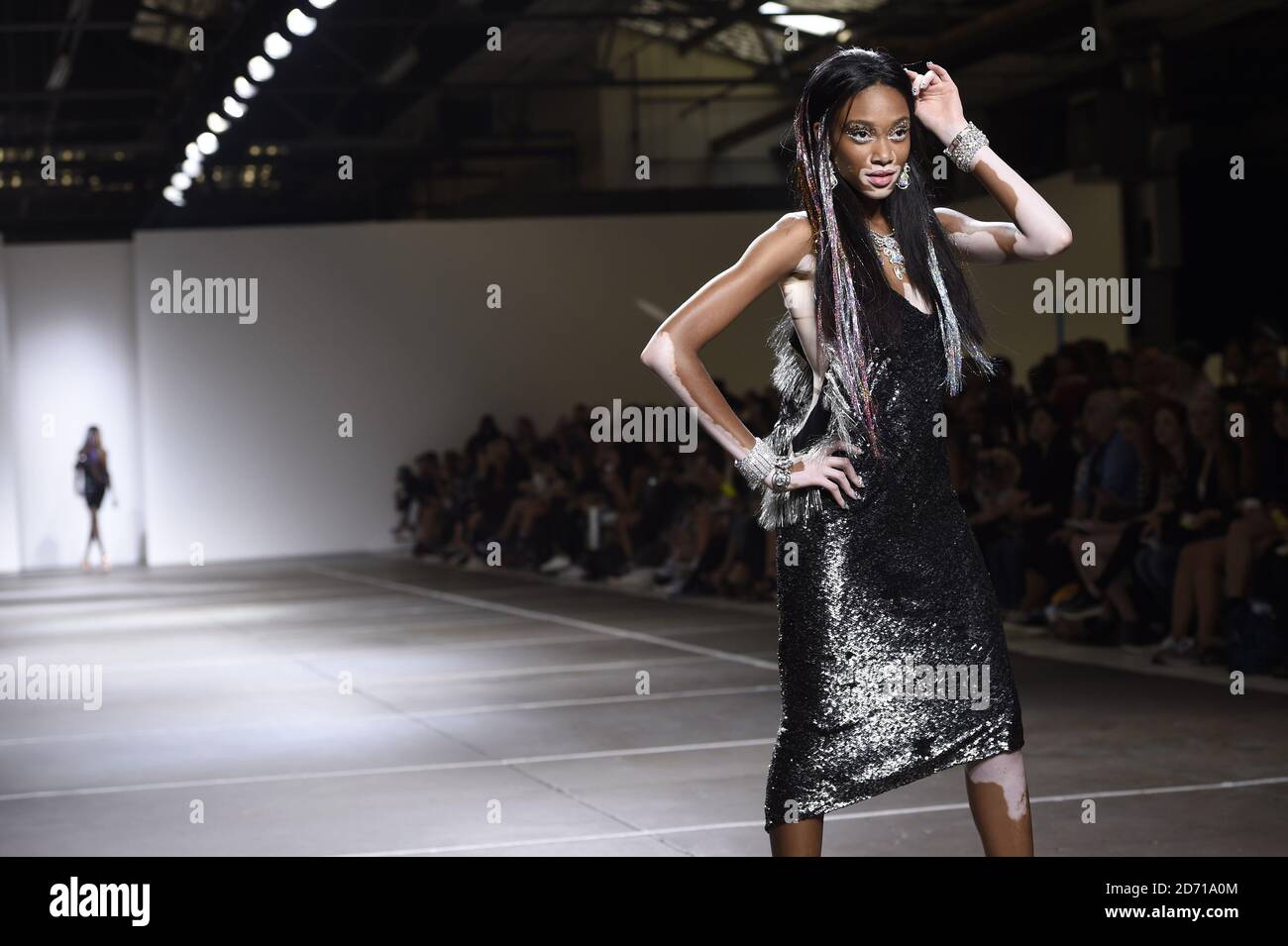 Model Chantelle Brown Young on the catwalk at the Ashish fashion show ...
