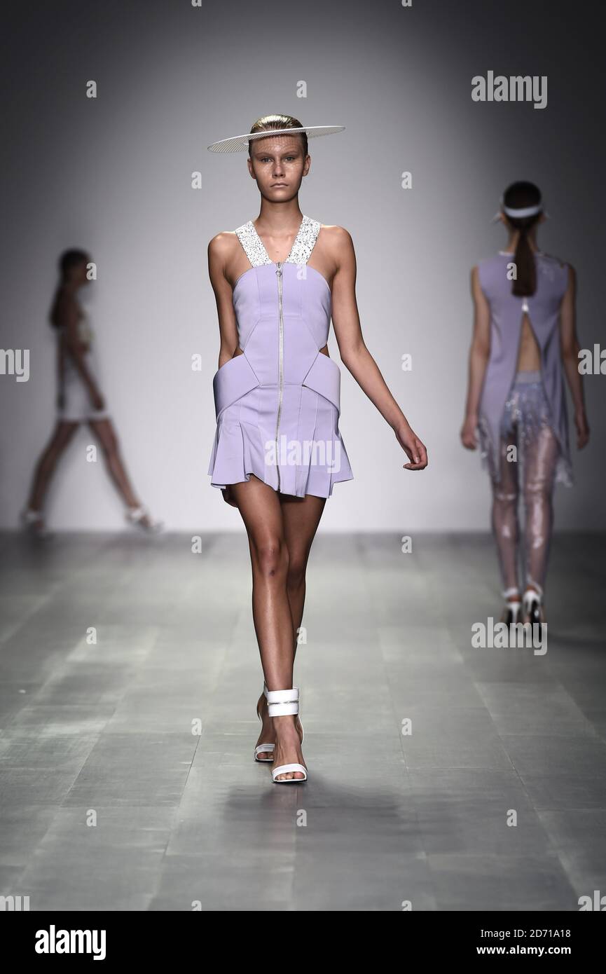 A model on the catwalk at the H by Hakaan Yildirim fashion show, held ...