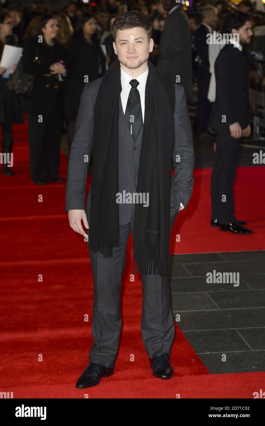 Aaron Egerton attending the premiere of testament of Youth, at the ...