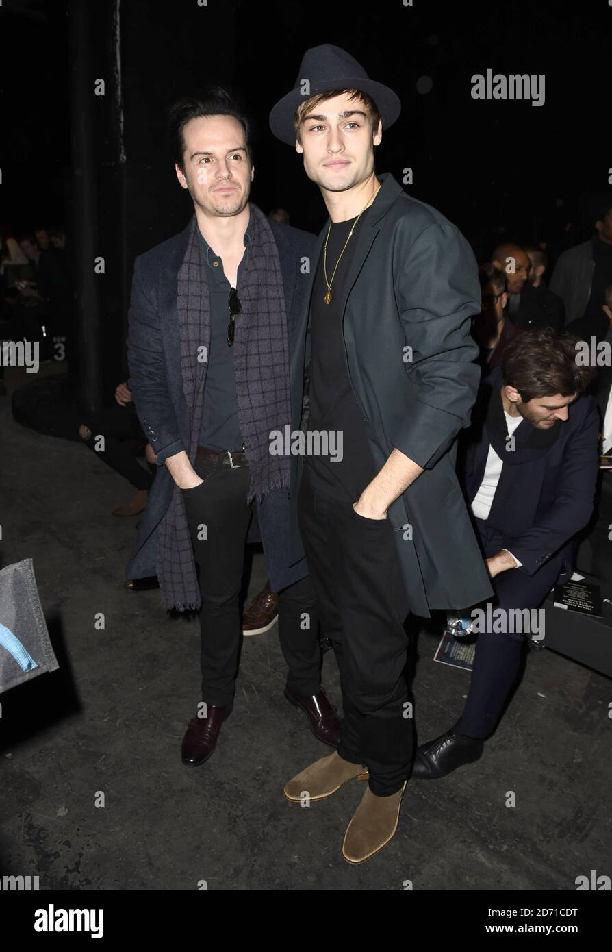 Andrew Scott and Douglas Booth attend the Topman Design fashion show ...