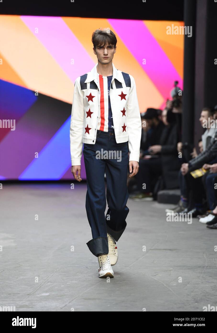 Models on the catwalk at the Topman Design fashion show, held at the ...