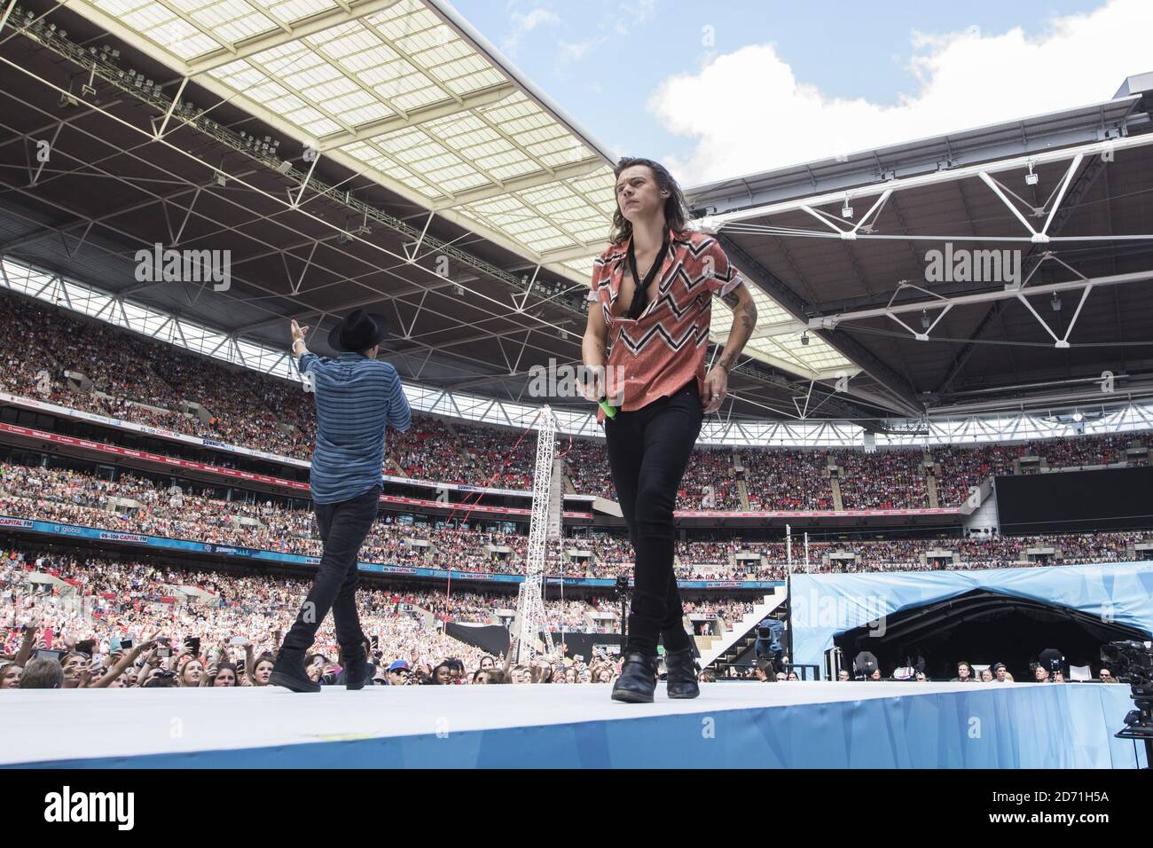 EXCLUSIVE Harry Styles of One Direction perform on stage during Capital ...