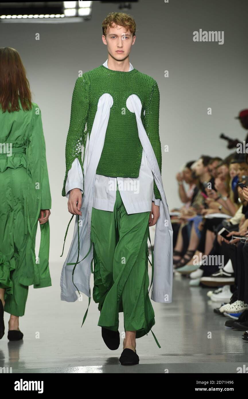 A model on the catwalk during the Craig Green fashion show during the ...