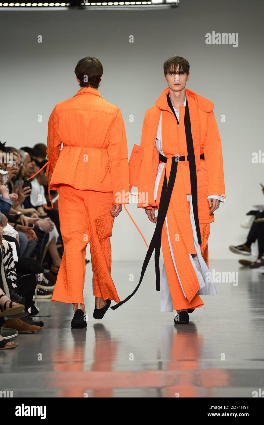 A model on the catwalk during the Craig Green fashion show during the ...