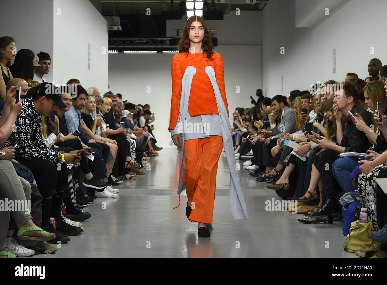 A model on the catwalk during the Craig Green fashion show during the ...