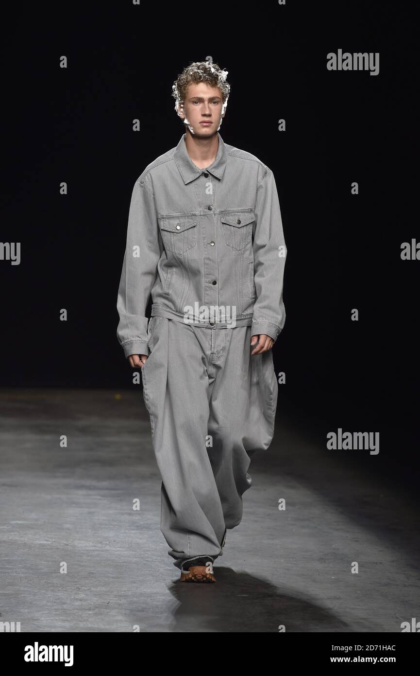 A model on the catwalk at the Christopher Shannon fashion show, during ...