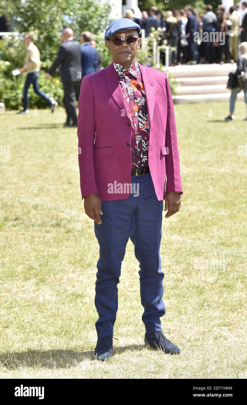 Samuel l jackson attends the burberry prorsum fashion show hi-res stock ...