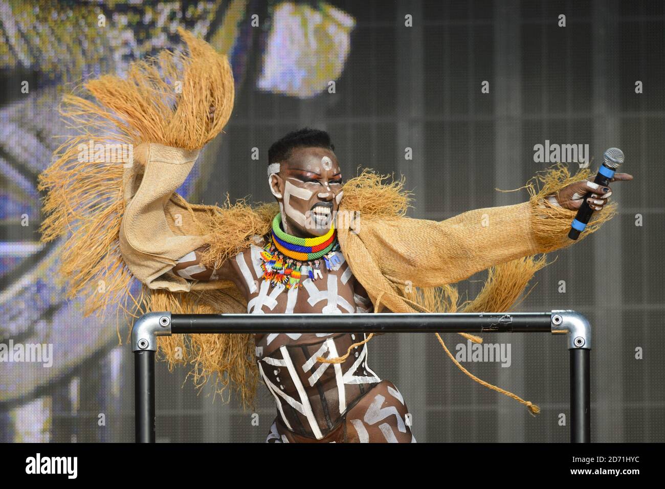 Grace Jones performing at the British Summertime Festival in Hyde park ...