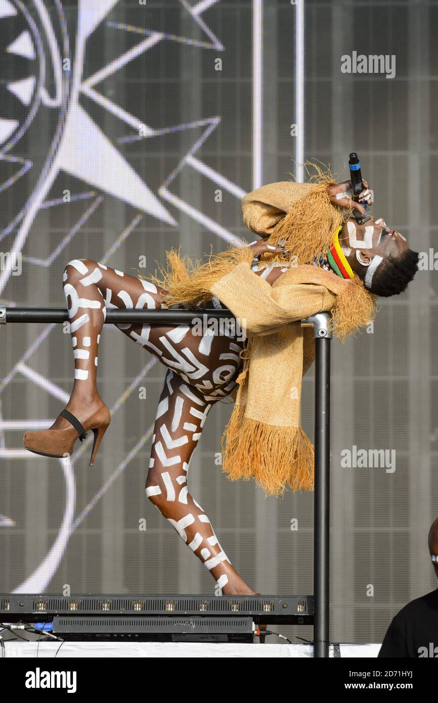 Grace Jones performing at the British Summertime Festival in Hyde park ...