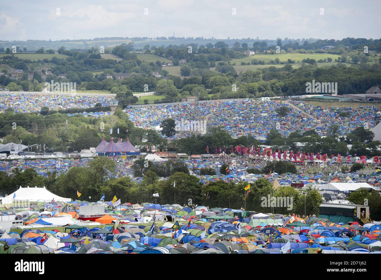 Camp sites fill up with tents at the Glastonbury Festival at Worthy ...