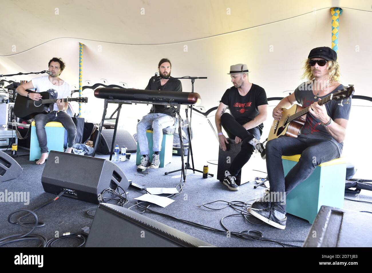 Sunset Sons performing in EE's 4G Garden at the Glastonbury Festival at ...