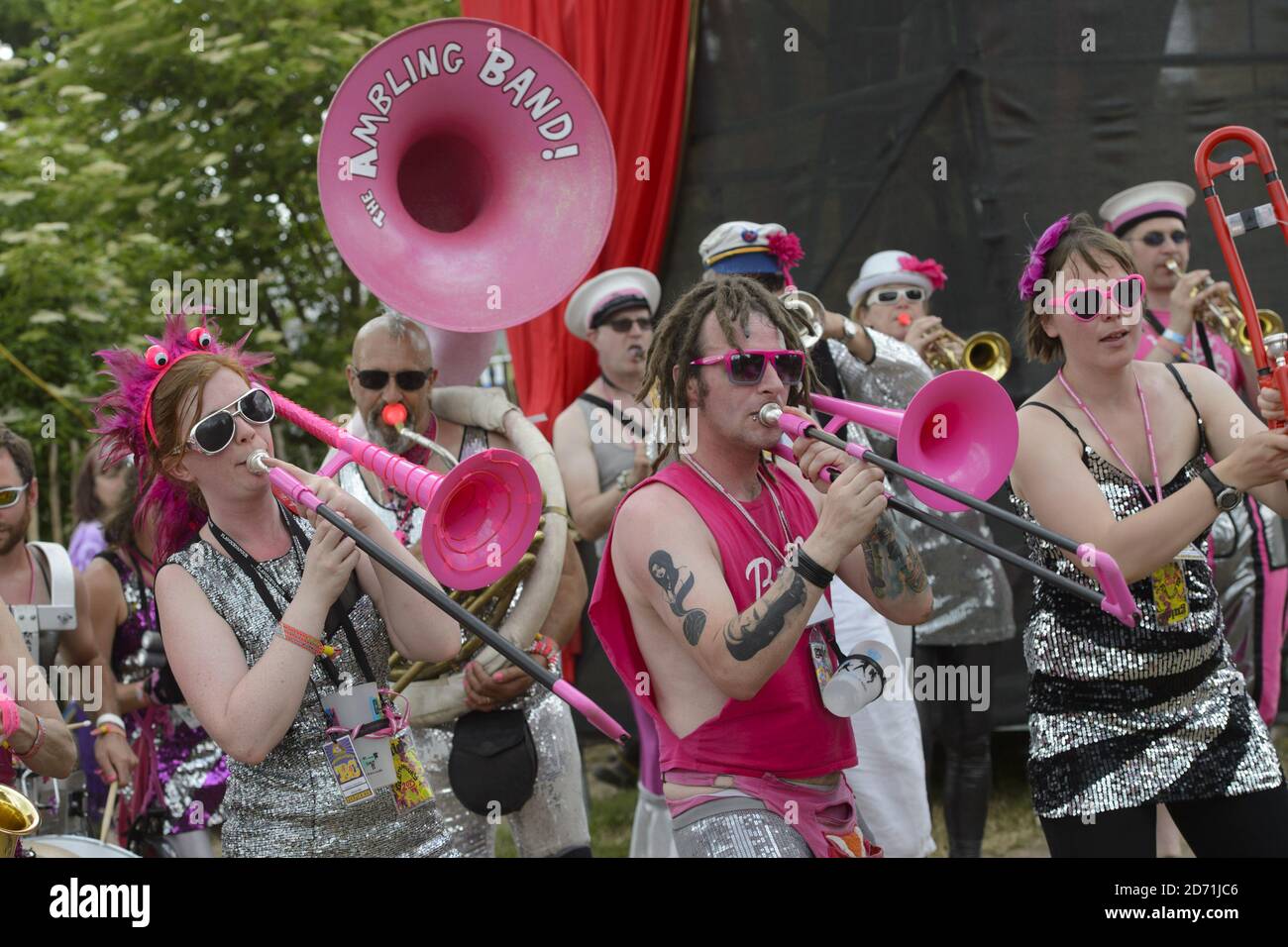 The Ambling Band performing at the Glastonbury Festival, at Worthy Farm ...