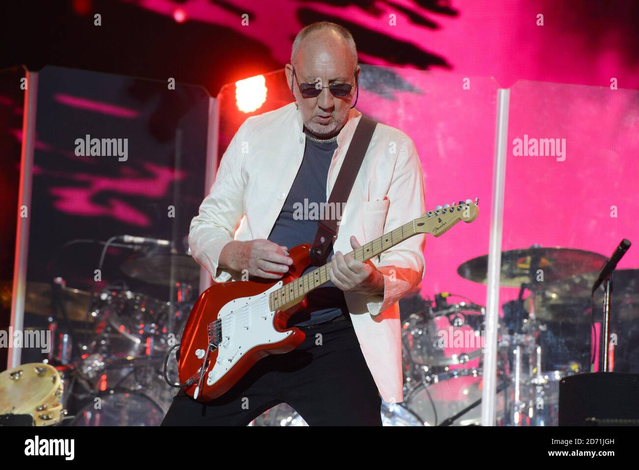 Pete Townsend of The Who performing at the Glastonbury Festival, at ...