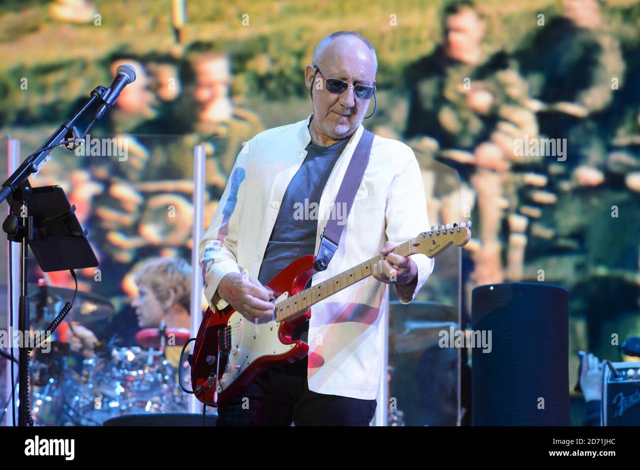 Pete Townsend of The Who performing at the Glastonbury Festival, at ...