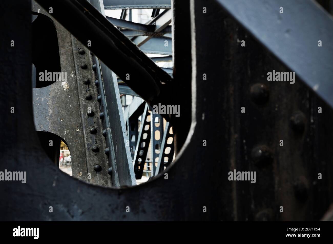 Steelwork of the Victoria Swing Bridge, Leith, Scotland, now closed to ...
