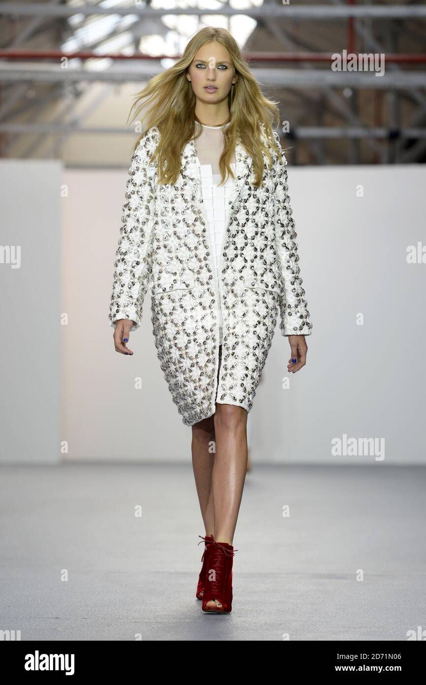 Models on the catwalk at the Issa fashion show, held at the BFC venue ...