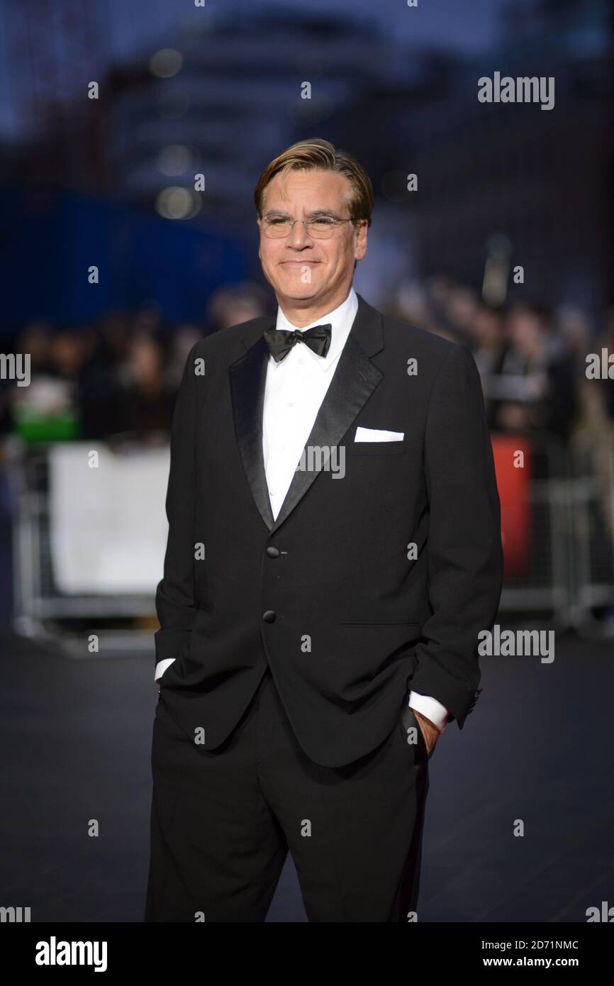Aaron Sorkin attending the premiere of Steve Jobs, held in Leicester ...