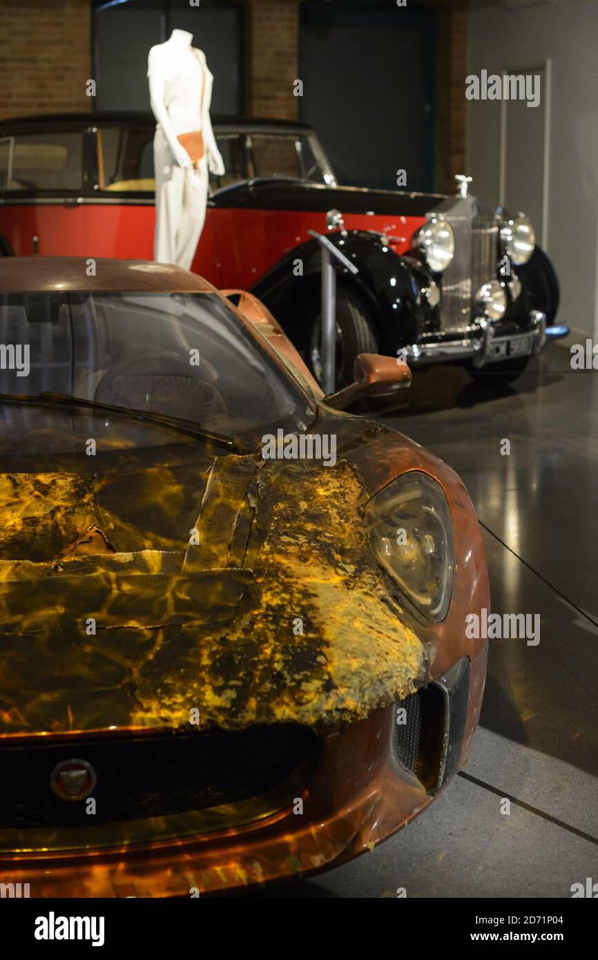 Cars from the film Spectre on display at the Bond in Motion exhibition ...