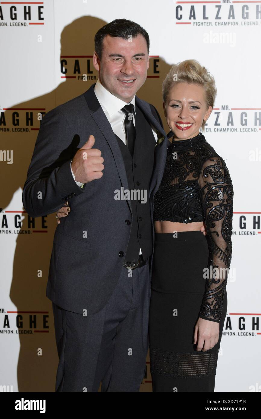 Joe Calzaghe and Lucy Griffiths attending the premiere of Mr Calzaghe ...