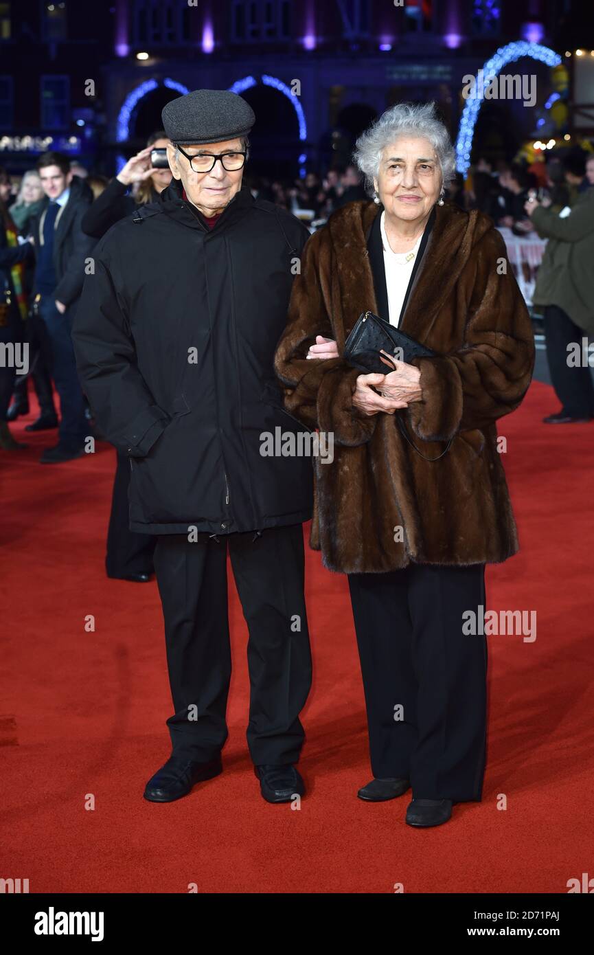 Ennio Morricone and Maria Travia arriving the premiere of The Hateful ...
